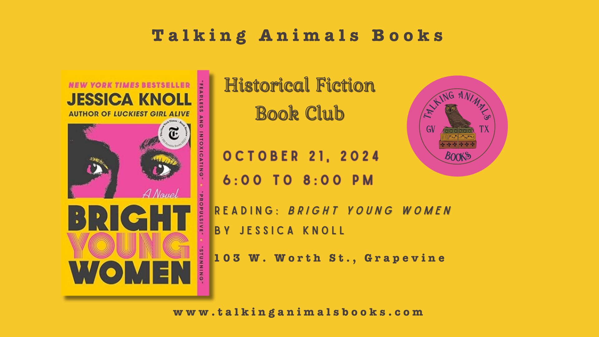 Event Calendar – Talking Animals Books